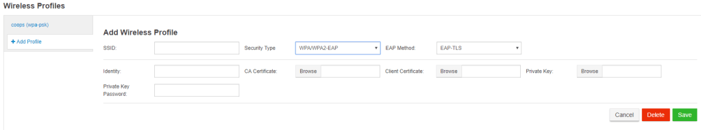 wireless profile eap – Wi-Fi Coops